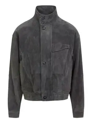 Giorgio Armani Suede Finish Leather Jacket - Grey