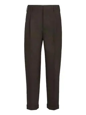 Brunello Cucinelli Virgin Wool Diagonal Trousers With Double Pleats - Brown