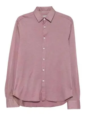 Canali Mélange-effect Button-down Shirt Pink