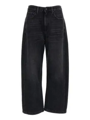 Ag Faded Effect Wide-leg Jeans - Black
