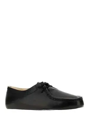 JIL SANDER Hood Lace-up Leather Loafers With Shearling Lining - Black