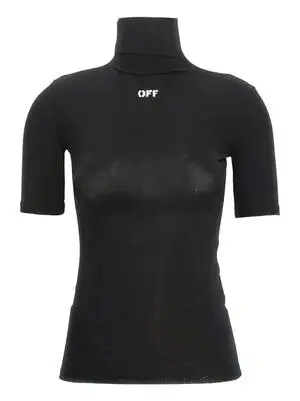 Off-White Short Sleeve High Neck T-shirt - Black