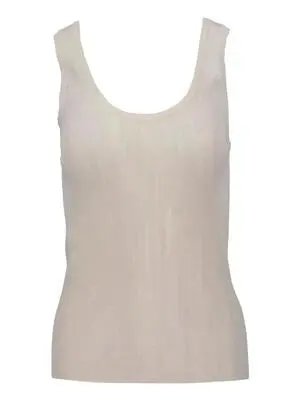 Isaia Ribbed Knit Scoop-neck Top - White