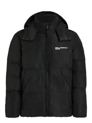 Karl Lagerfeld Logo-print Hooded Puffer Jacket - Black