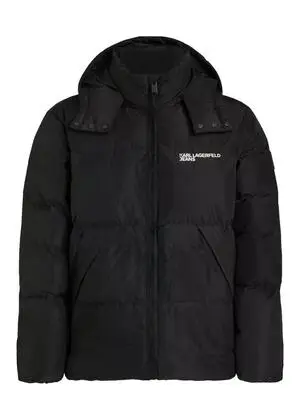 Karl Lagerfeld Karl Lagerfeld Jeans Logo-Print Hooded Puffer Jacket Black