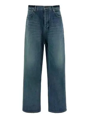 Balenciaga Distressed Wide-leg Jeans - Blue