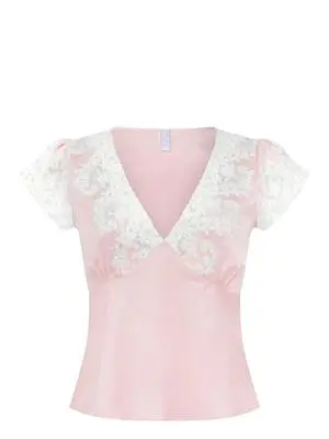 SCARLETT GASQUE Jayne Silk Lace Top - Pink