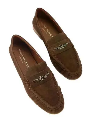 KURT GEIGER Kurt Geiger London Logo Plaque Suede Loafers