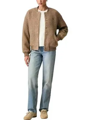 Guess Faux Sherpa Bomber Jacket - Neutrals