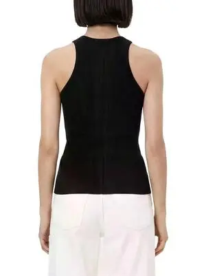 Soeur Kenzie Ribbed Knit Sleeveless Top - Black