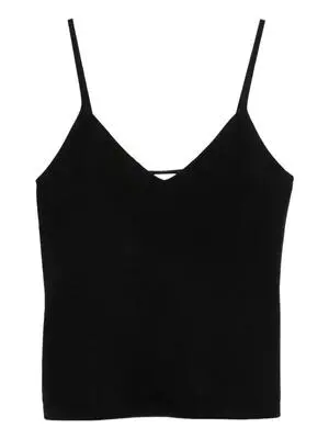 Eric Bompard Cashmere V-neck Spaghetti-strap Tank Top - Black