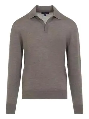 Sease Lasca Long-sleeve Polo Shirt - Neutrals