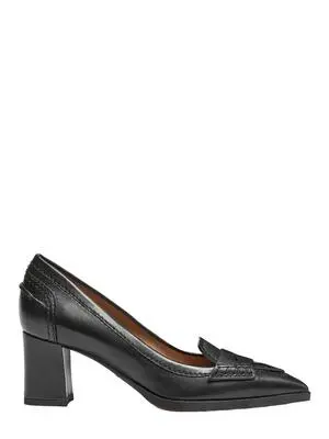 Santoni Pointed-toe Penny-strap Pumps - Black