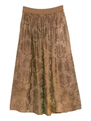 UMA WANG Gillian Pattern Gathered Midi Skirt - Neutrals