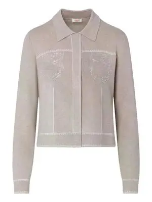 Liu Jo Embellished Knit Jacket With Classic Collar - Neutrals