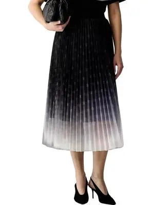 Karl Lagerfeld Logo Print Pleated Midi Skirt - Black