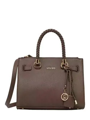 Liu Jo Small Grained Satchel Bag With Braided Handles - Brown