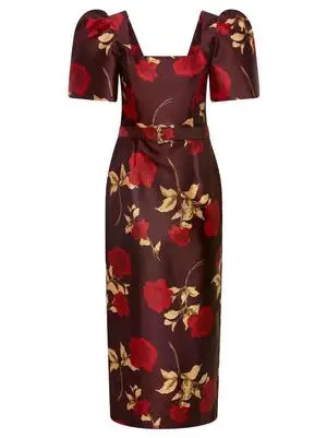 Rebecca Vallance Melora Short Sleeve Midi Dress - Brown