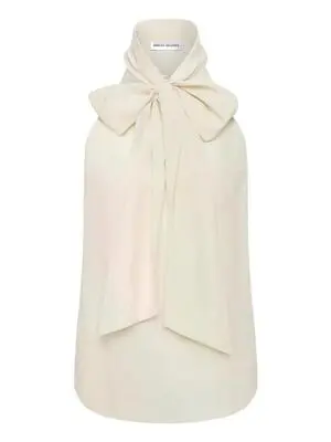 Rebecca Vallance Marietta Silk Halterneck Bow Detail Top - Neutrals