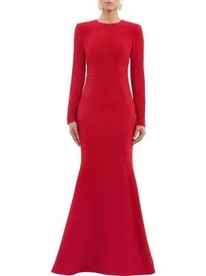 Rebecca Vallance Raziel Long Sleeve Gown - Red