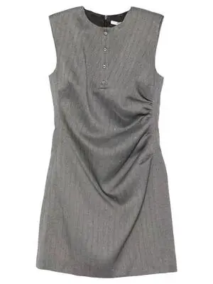 Maje Sleeveless Herringbone Mini Dress - Grey