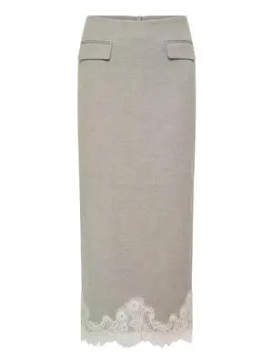 Rebecca Vallance Dauphine Skirt With Lace Trim - Grey