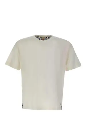 BOB Embroidered-logo Floral-trim T-shirt - White