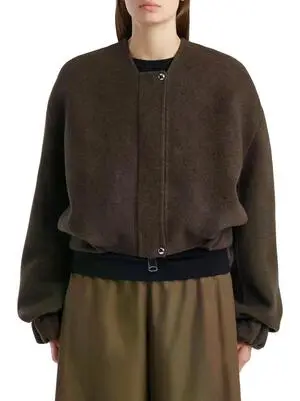 Khaite KHAITE Elasticated Cuff Bomber Jacket Brown