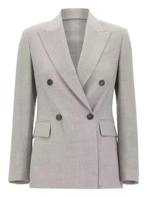 Eleventy Double-breasted Peak-lapel Blazer - Grey