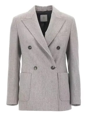 Eleventy Double-breasted Peak-lapel Blazer - Grey
