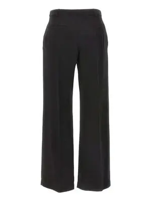 Eleventy Pressed Crease Silk Tailored Trousers - Black