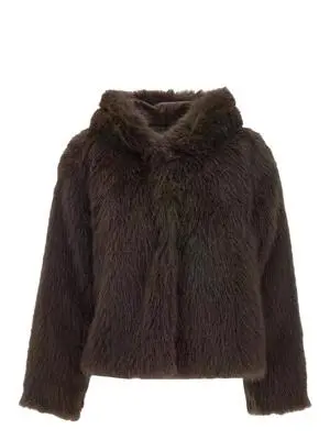 KAOS Faux-fur Hooded Coat - Brown