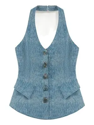 NOCTURNE Nocturne Embellished Halter Neck Bustier Top