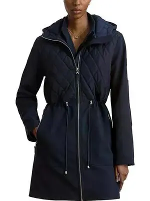 Ralph Lauren Quilted Panel Drawstring Coat - Blue