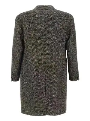 Tagliatore Pino Lerario Herringbone Double-breasted Coat - Black