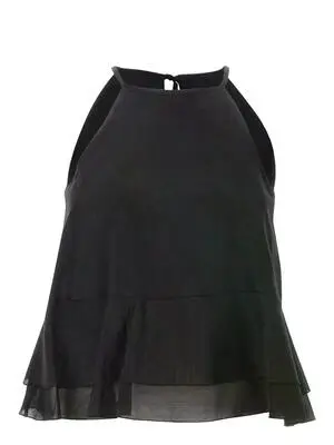 KAOS Sleeveless Ruffled Top - Black