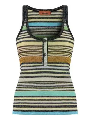 Missoni Striped Metallic-thread Scoop Neck Sleeveless Top - Blue