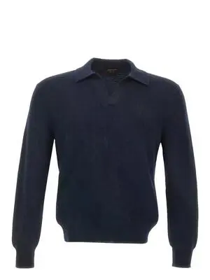 GRAN SASSO Ribbed-knit Virgin-wool Polo Shirt