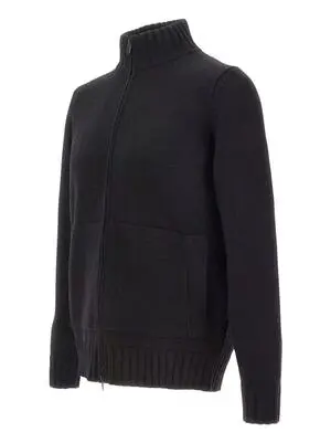 FILIPPO DE LAURENTIIS Zip-up Merino Wool Cardigan - Black
