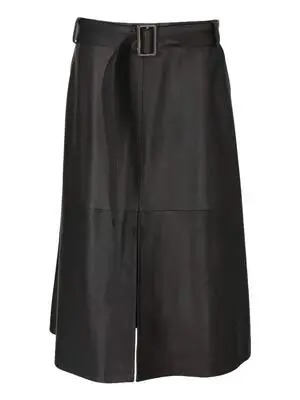 Isaia Belted Slit-detail A-line Skirt - Black