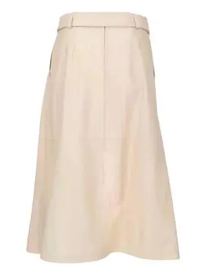 Isaia Belted Front-slit Skirt - White