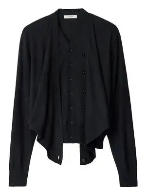 LEMAIRE Lemiare Merino Wool Blend Trompe-l’œil Cardigan - Black