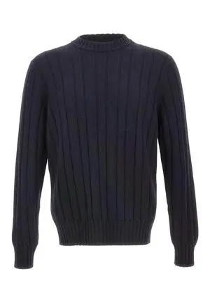 FILIPPO DE LAURENTIIS Ribbed Merino-wool Crew Neck Sweater - Blue