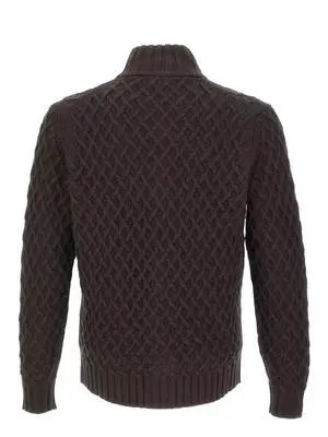 FILIPPO DE LAURENTIIS Cable-knit Merino Wool Cardigan - Brown