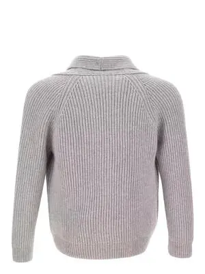 GRAN SASSO Double-breasted Ribbed-knit Cardigan - Grey