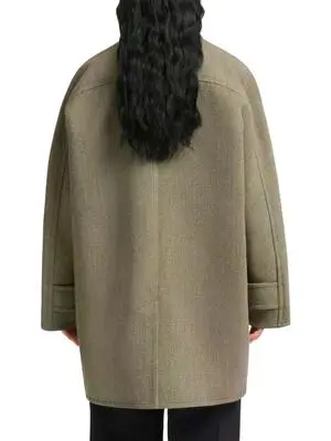 Marni Double-breasted Tweed Coat With Buttoned Cuffs - Green