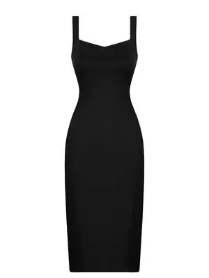 ELSAVA Midi Dress With Open Back And Lace Adjustments - Black