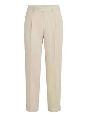 Brunello Cucinelli Cotton And Virgin Wool Gabardine Pleated Trousers - Neutrals