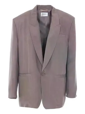 Saint Laurent Peak Lapel Silk Blazer - Grey