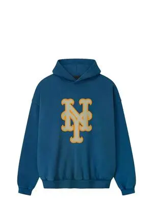 Fear Of God FEAR OF GOD ESSENTIALS X Mets Logo-Print Hoodie Blue